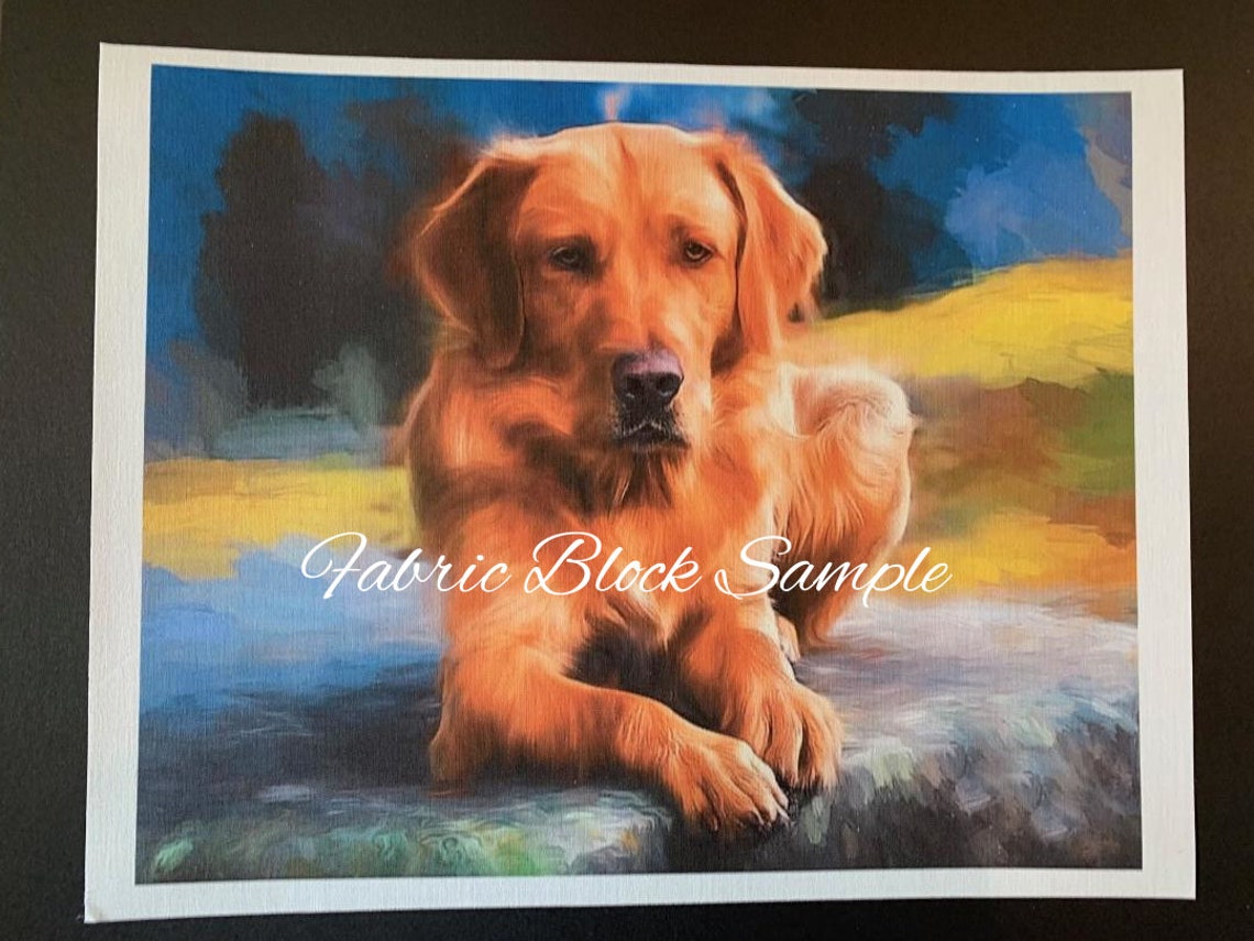 Fabric Art Quilt Block Golden Retriever Dog Cotton 7037 - Etsy