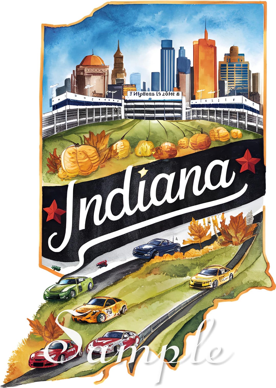 Fabric Art Quilt Block - INDIANA - State - Retro Travel Adventures ...