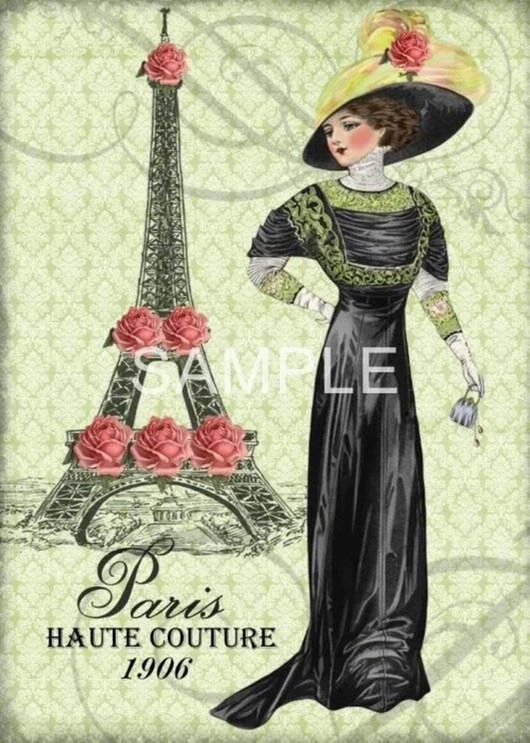 Fabric Quilt Block Paris Haute Couture 1906 French France Eiffel Tower ...