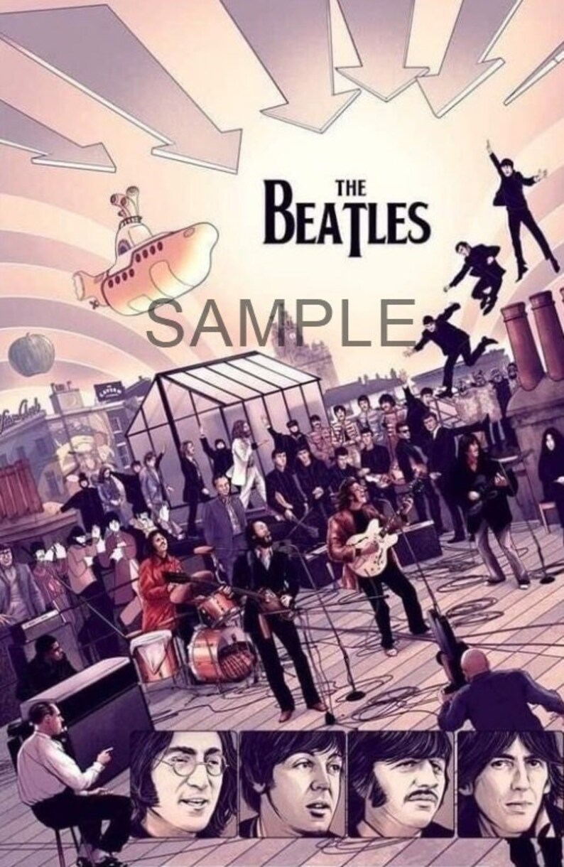 Fabric Art Quilt Block the Beatles Through the Years Collage Retro ...