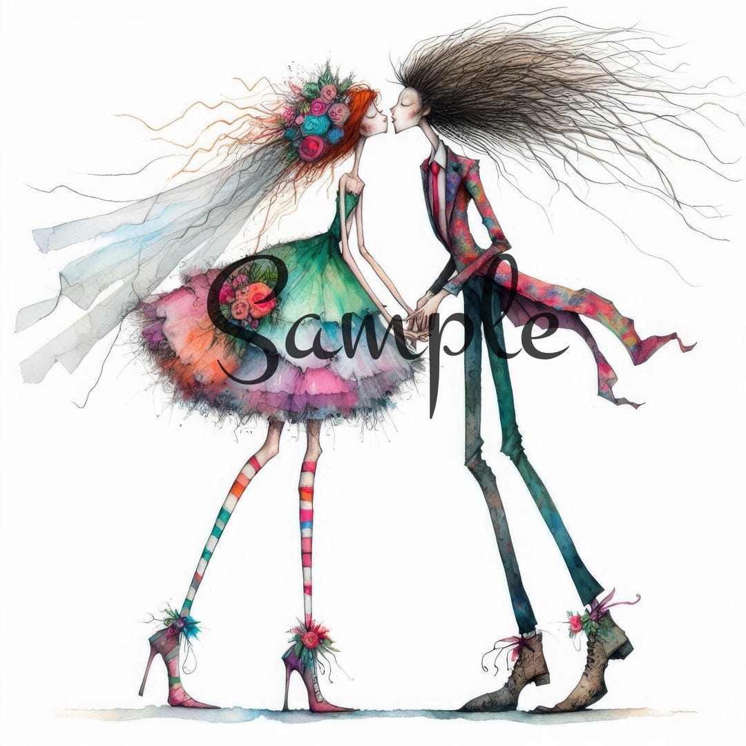 Fabric Art Quilt Block Schrullig Braut und Bräutigam Skurril Nähen 100% ...