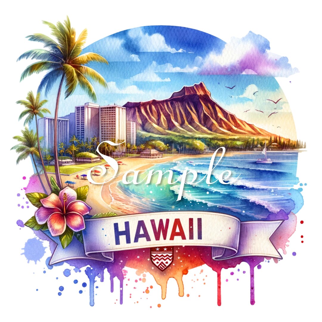 HAWAII - State - Fabric Art Quilt Block/panel - Retro Travel Adventures ...