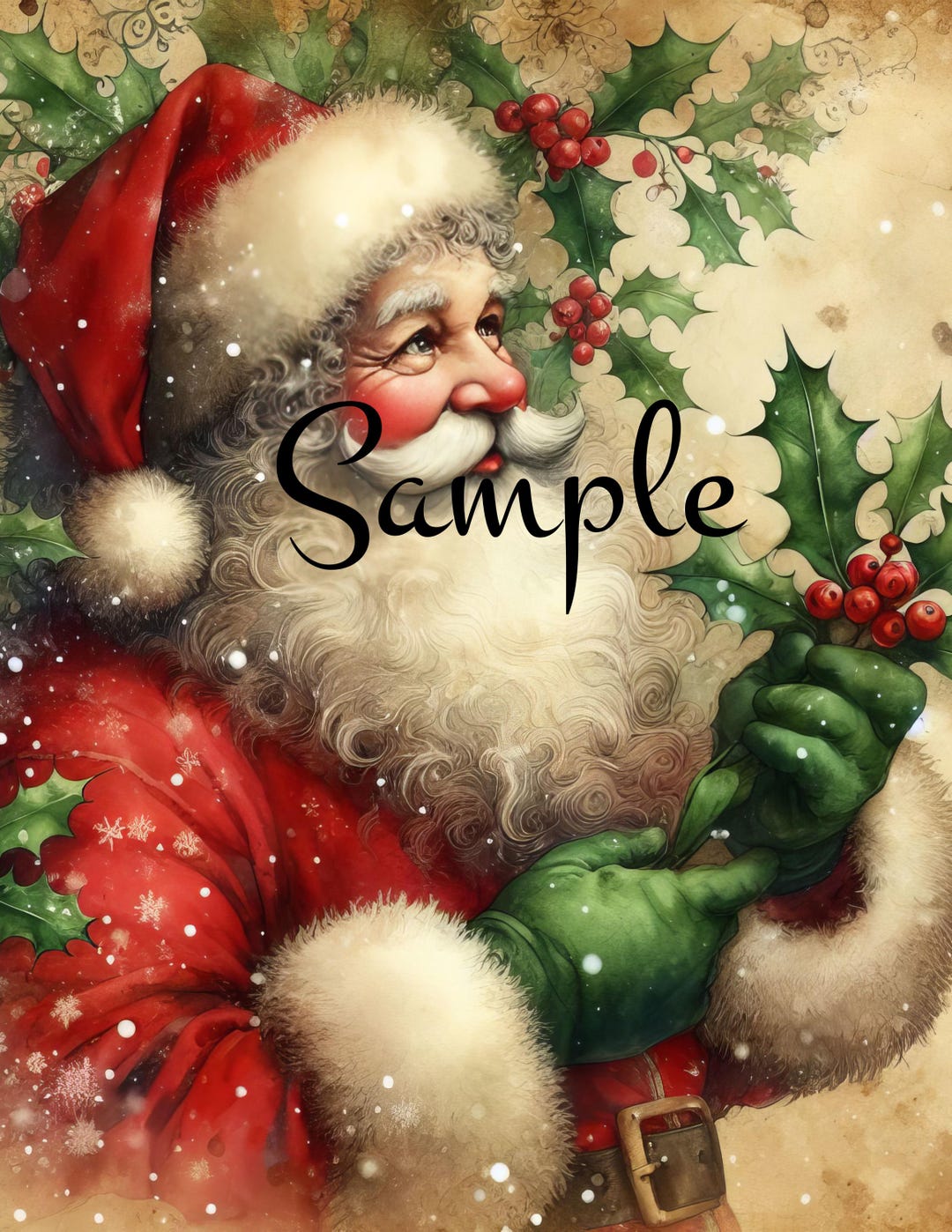Santa Claus Fabric Quilt Blocks: Holly Christmas Cotton Panels (LOT of ...