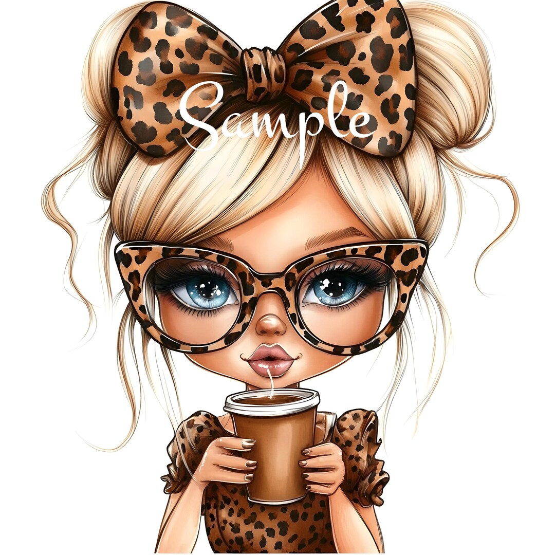 Leopard Bow Fabric Art Quilt Block: Cheetah, Coffee, Glasses - Etsy