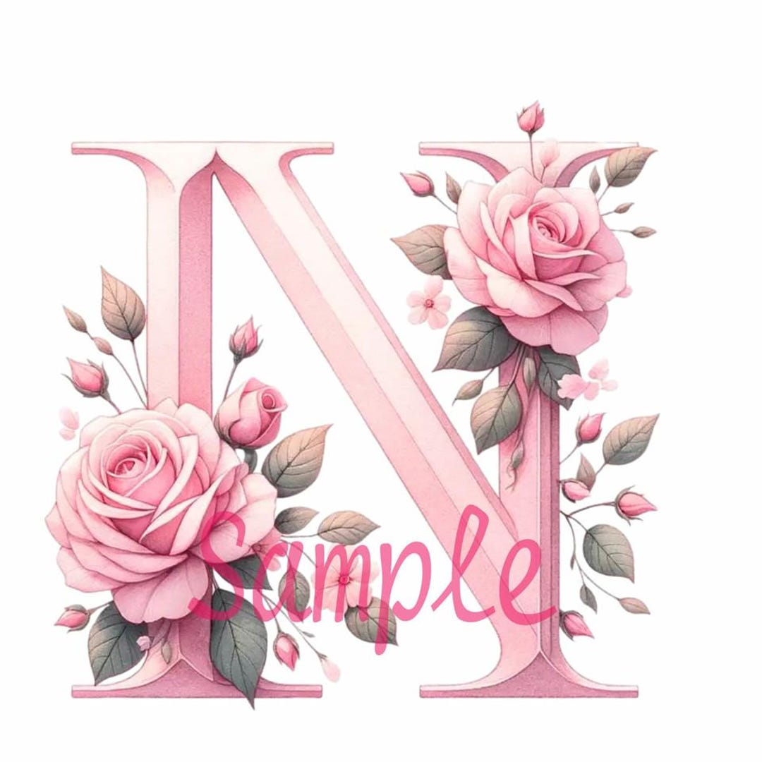 Pink Roses Fabric Quilt Block: Shabby Chic Letter N Initial - Etsy