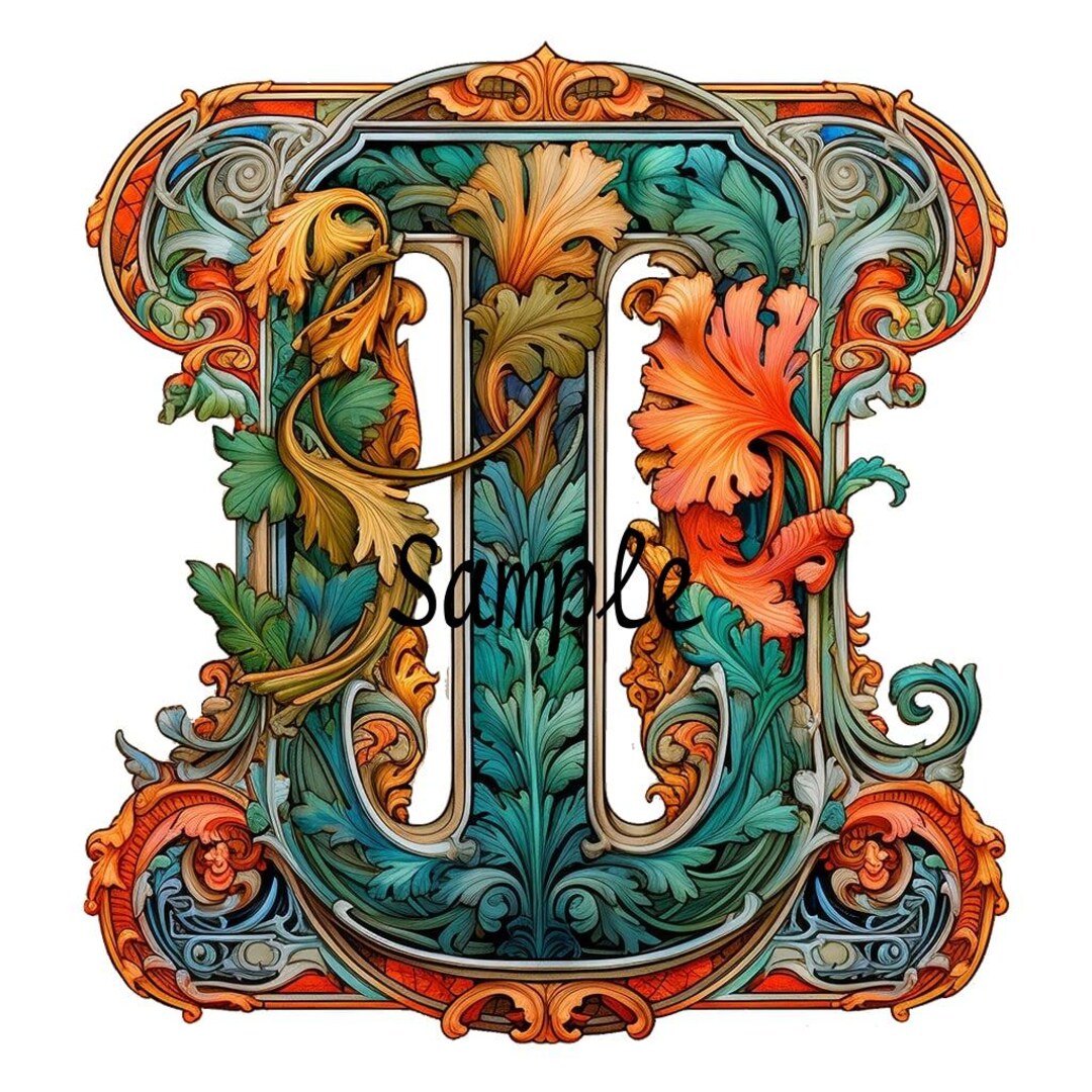 Fabric Quilt Block Choose 1 Letter i Art Nouveau Illuminated Initial ...