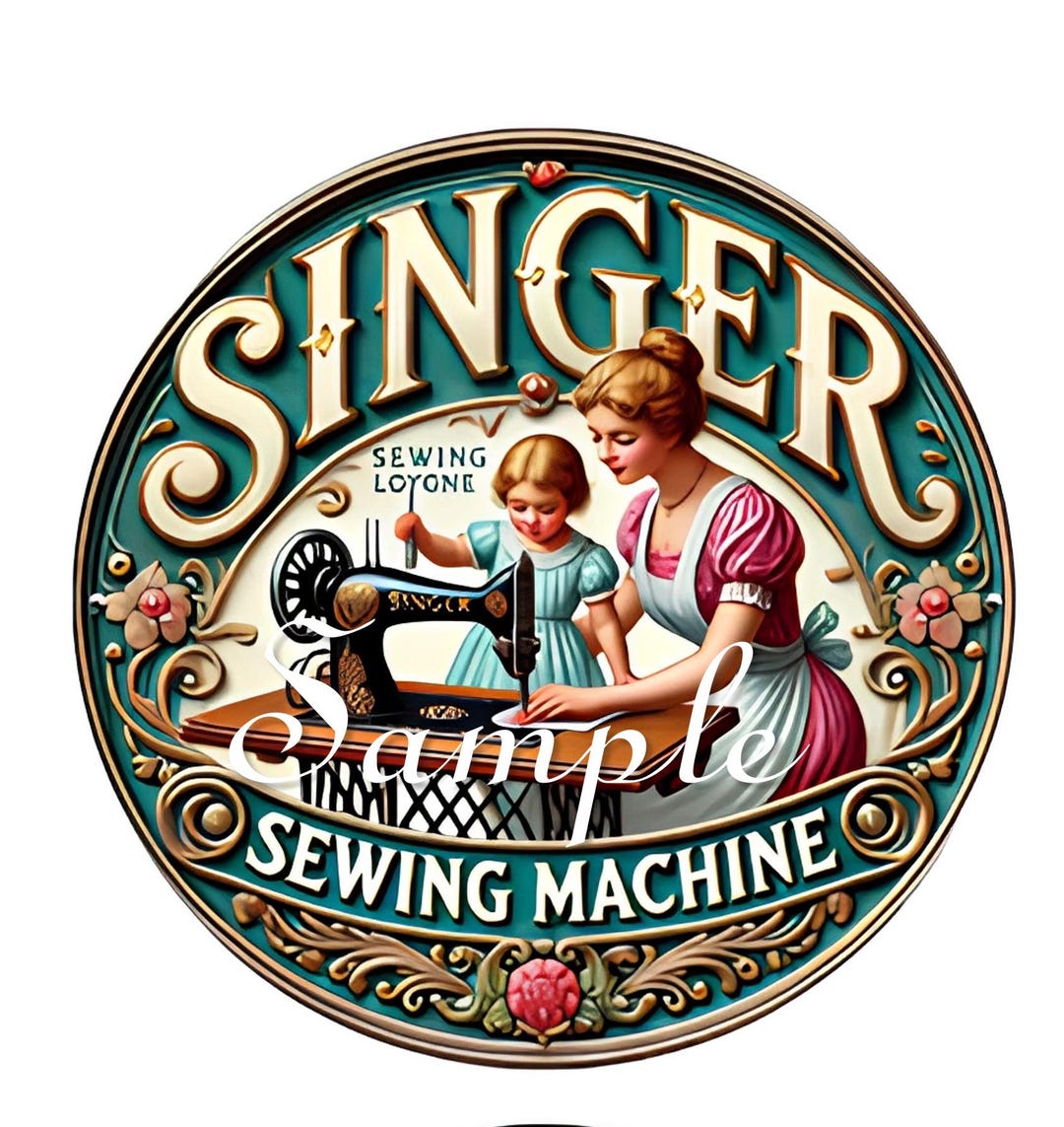 Singer Sewing Machine Fabric Art Panel: Vintage Spool Label Quilt Block ...