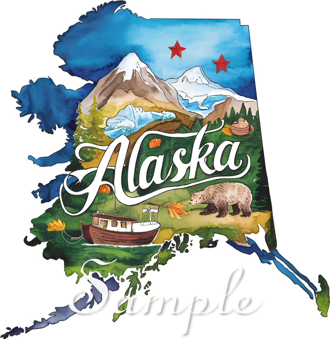 ALASKA - State -fabric Art Quilt Block/panel - Retro Travel Adventures ...