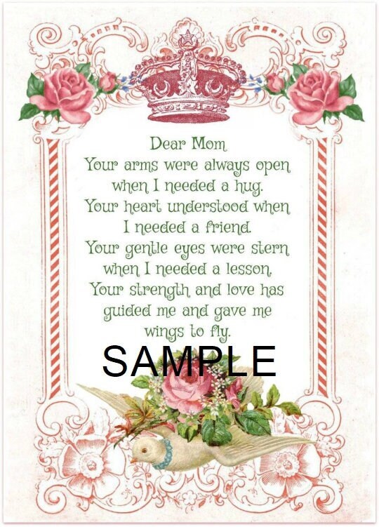 Fabric Art Quilt Block Dear Mom Poem Mother's Day - Etsy