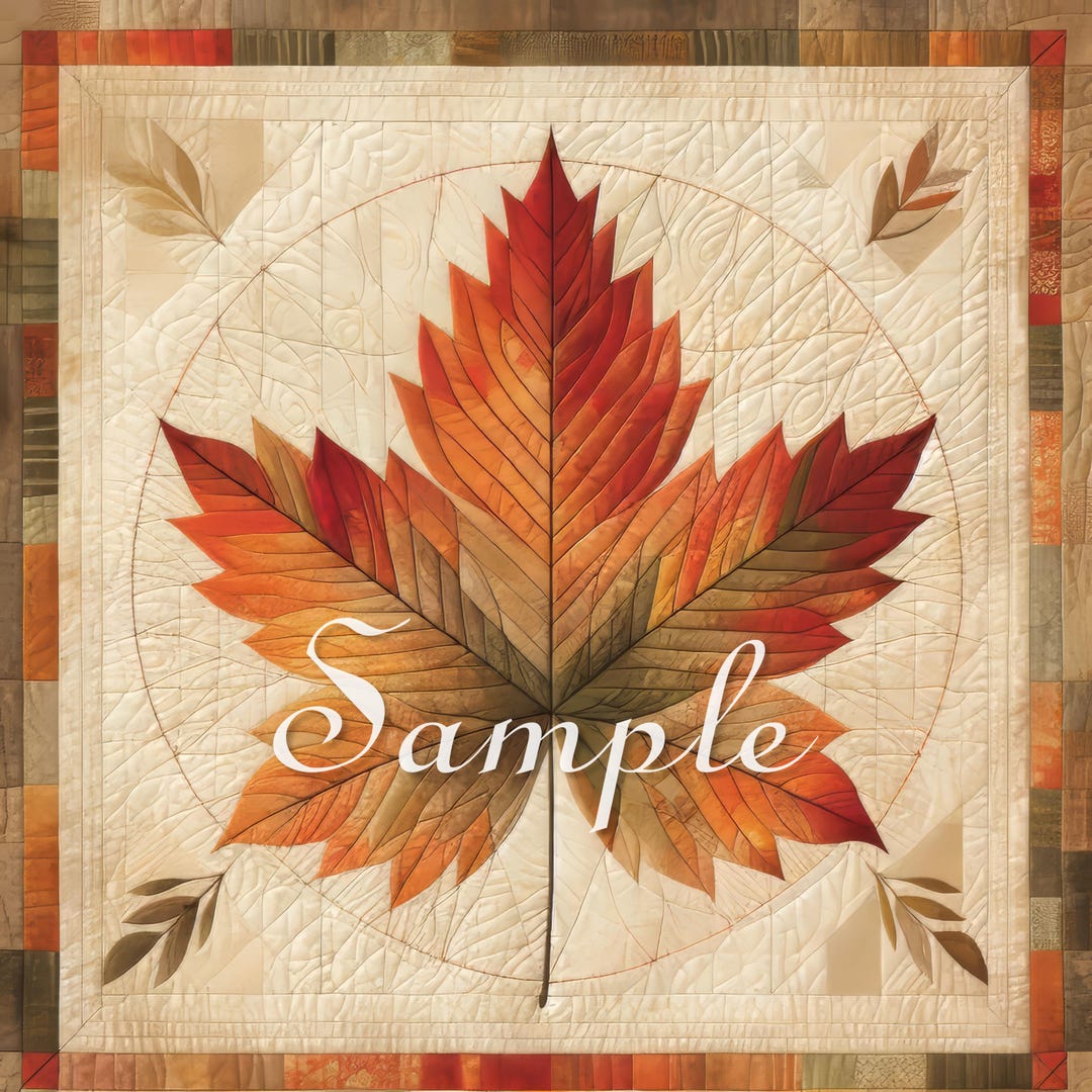 Fabric Quilt Block - Maple Leaf - Patchwork - Autumn - Fall Decor - Canadian - 100% Cotton ...