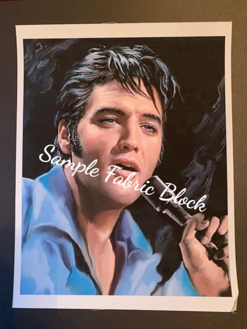 Elvis Presley Fabric Art Quilt Block: Rock & Roll Cotton Panel (7" X 10 ...