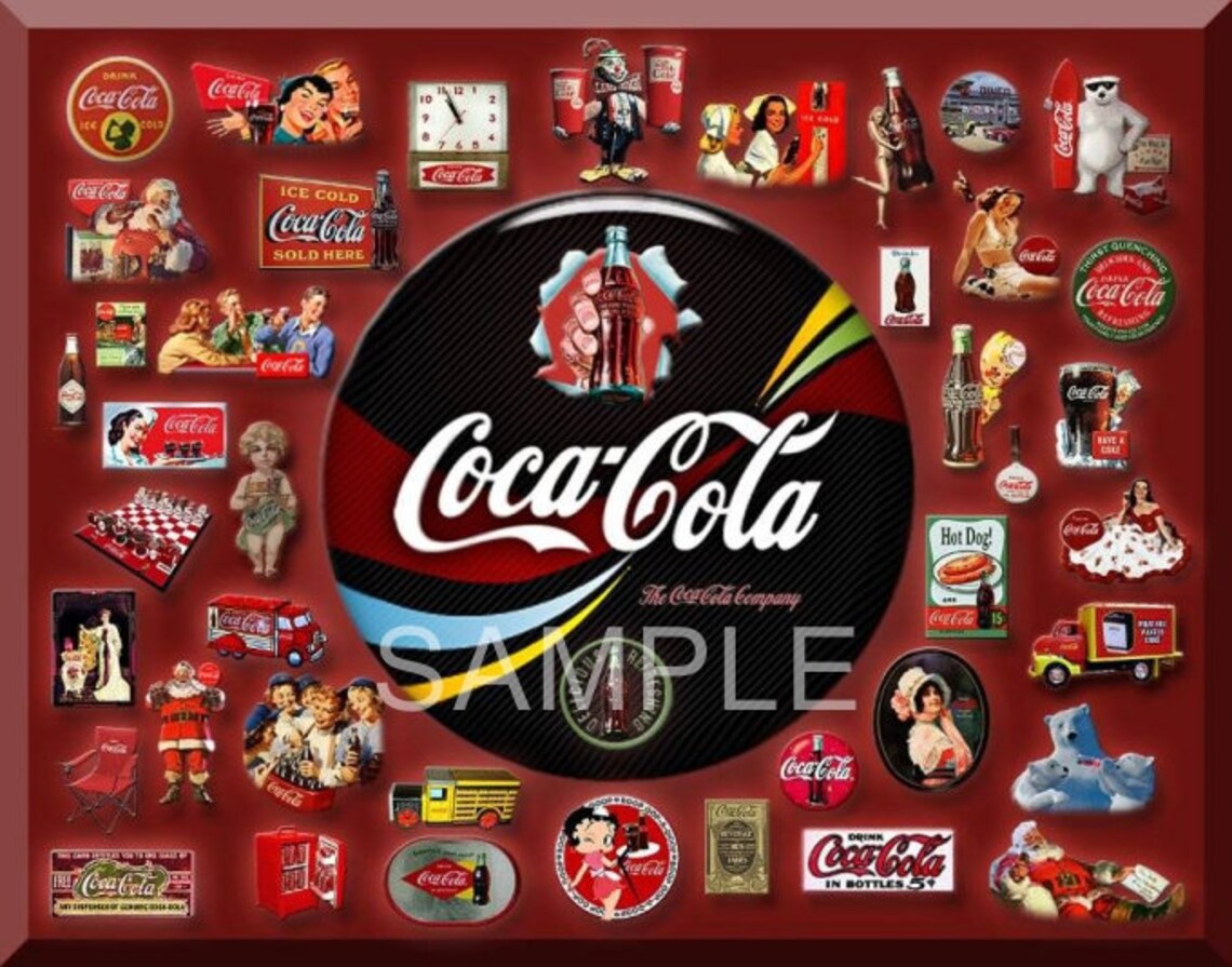 Fabric Art Quilt Block Coca-cola Vintage Collage Coke - Etsy