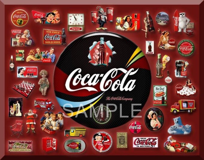 Fabric Art Quilt Block Coca-cola Vintage Collage Coke - Etsy