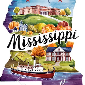 Fabric Art Quilt Block - MISSISSIPPI - State - Retro Travel Adventures ...