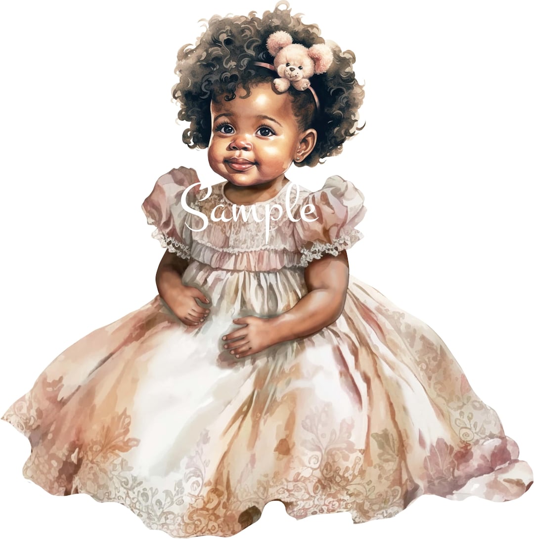 African American Baby Girl Quilt Block: Cotton Fabric Applique (8" X 8 ...