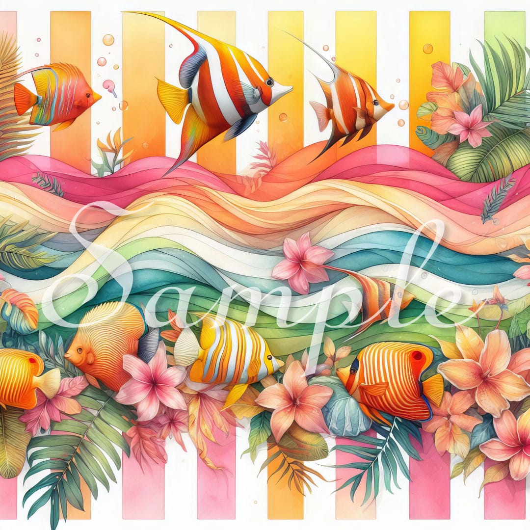 Tropical Fish - Fabric Art Quilt Block/panel - Aquatic - Flora - 100% ...