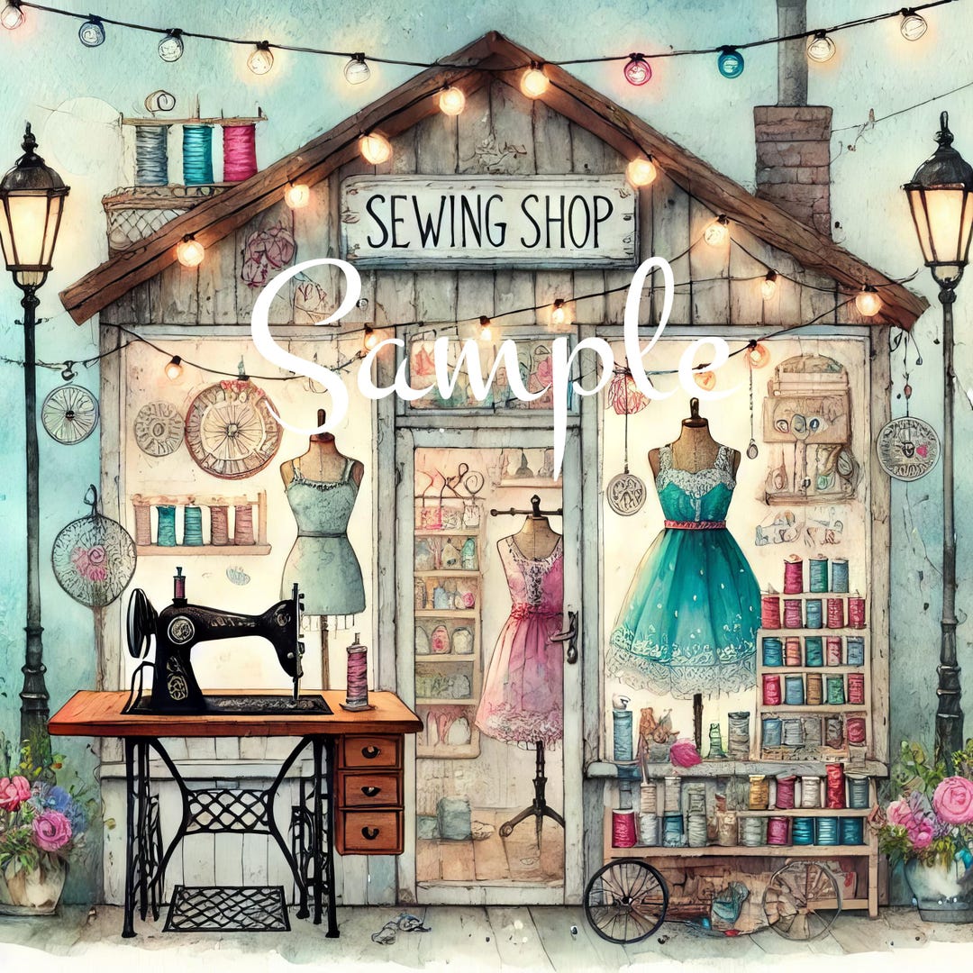 Fabric Quilt Block - Sewing Shop - Seamstress - Fabric - Shabby - 100 % ...