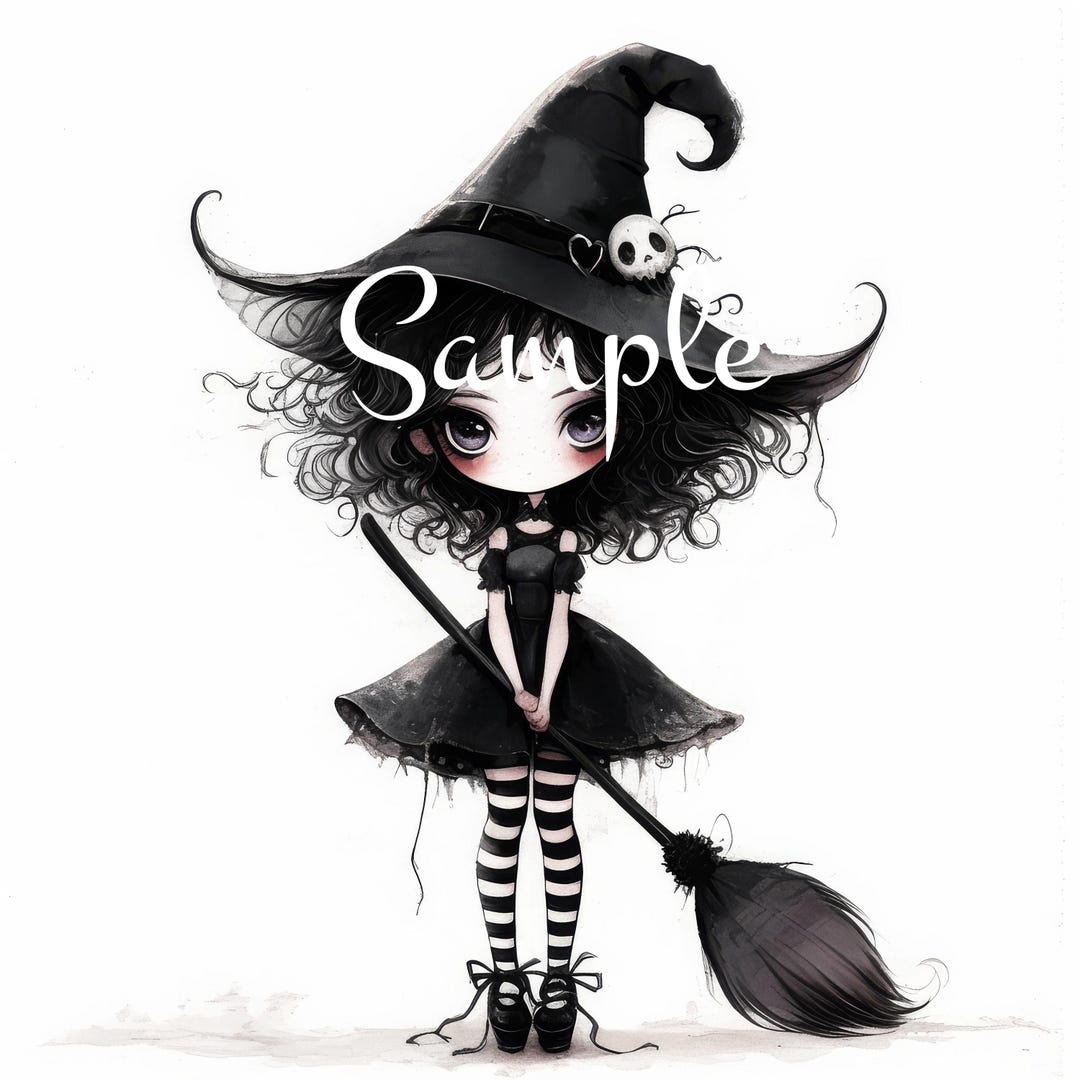 Fabric Art Quilt Block - Black Goth Witch - Halloween - Quirky ...