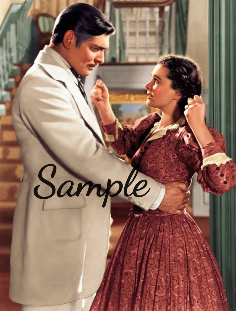 Fabric Art Quilt Block Gone With the Wind Scarlett O'hara, Vivien Leigh, Clark Gable, Rhett ...