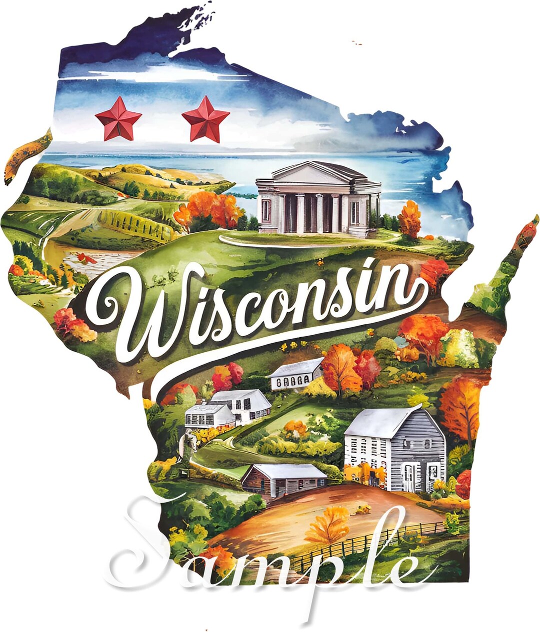 Fabric Art Quilt Block - WISCONSIN - State - Retro Travel Adventures ...