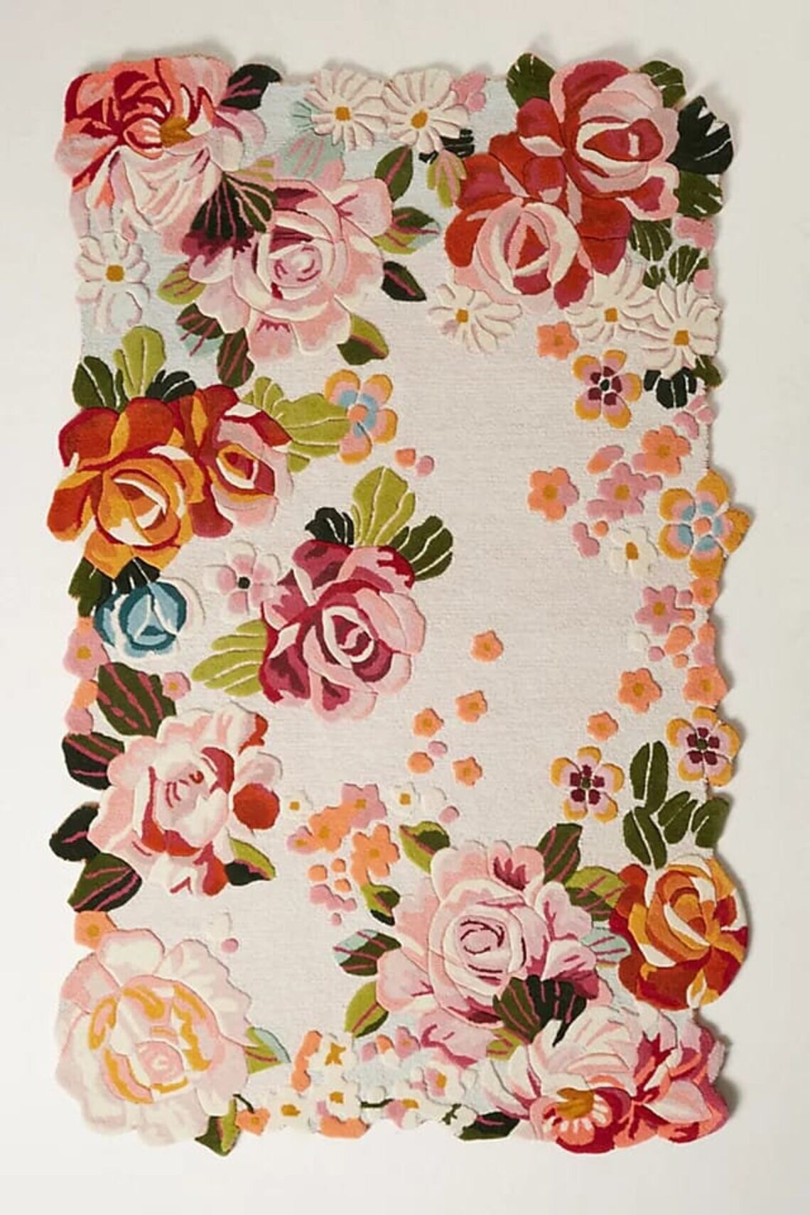 New Unique Floral Design Hand Tufted Jardin Rug Navy Pink Red Yellow ...