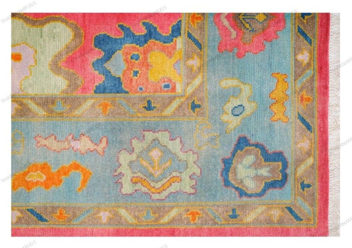 8x10,9x12,10x14 Oushak Rug Red and Green Vintage Oushak Hand Knotted ...