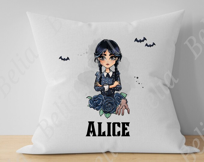 Personalized Wednesday Adams Chibi First Name Cushion. - Etsy
