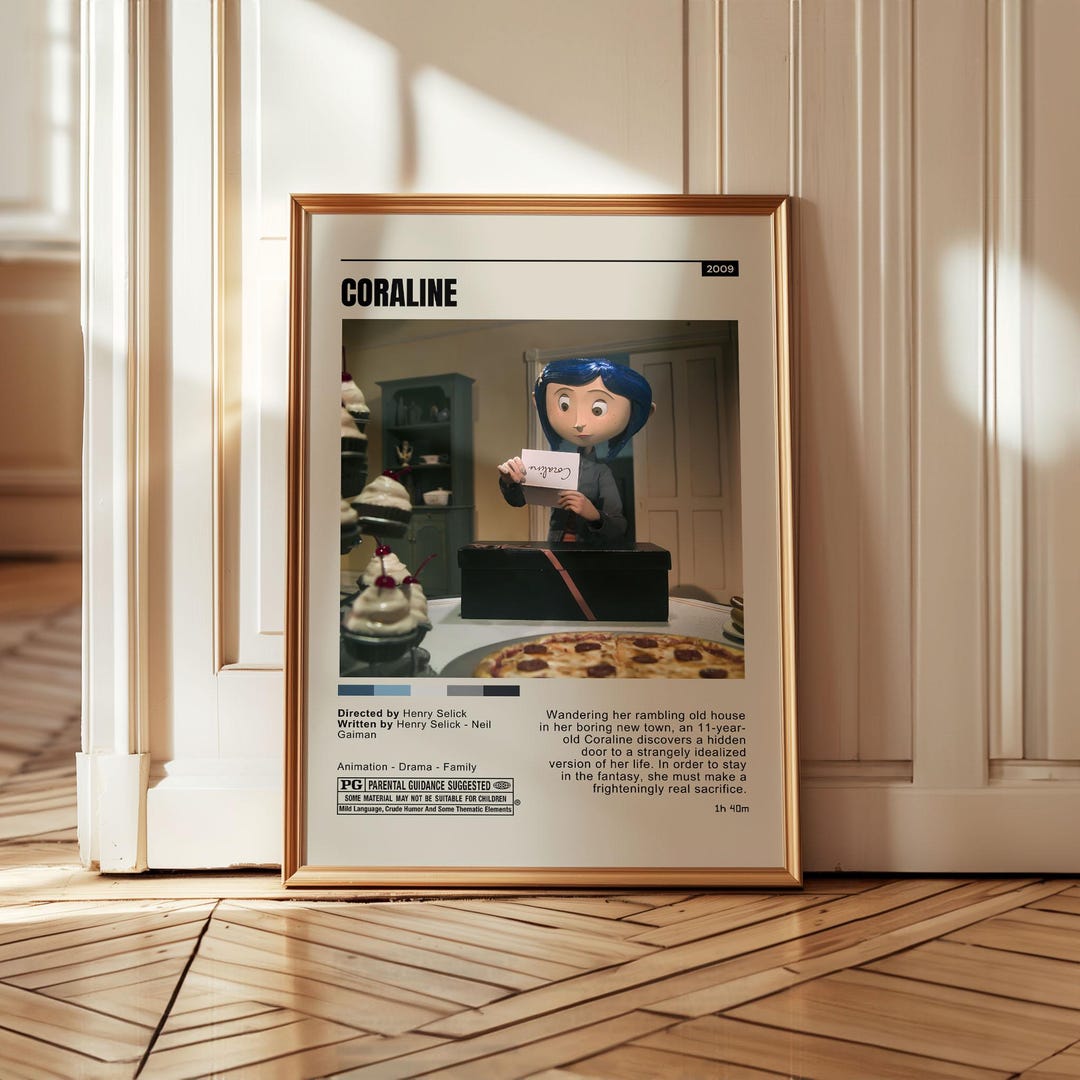 Coraline Poster, Henry Selick, Midcentury Art, Minimalist Art, Movie ...