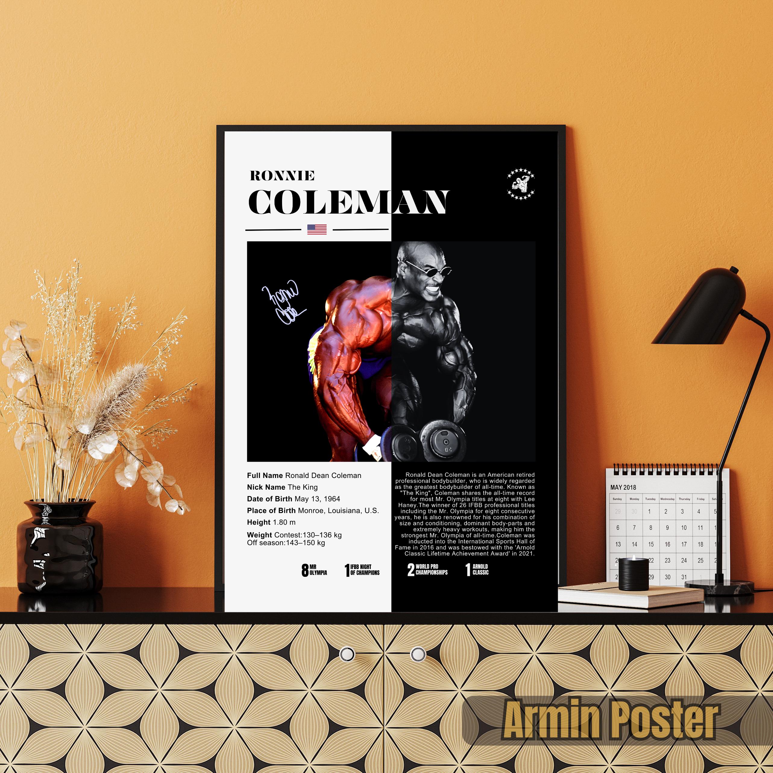 Ronnie Coleman Poster, Bodybuilding Poster, Gym Wall Art, Sports Poster ...