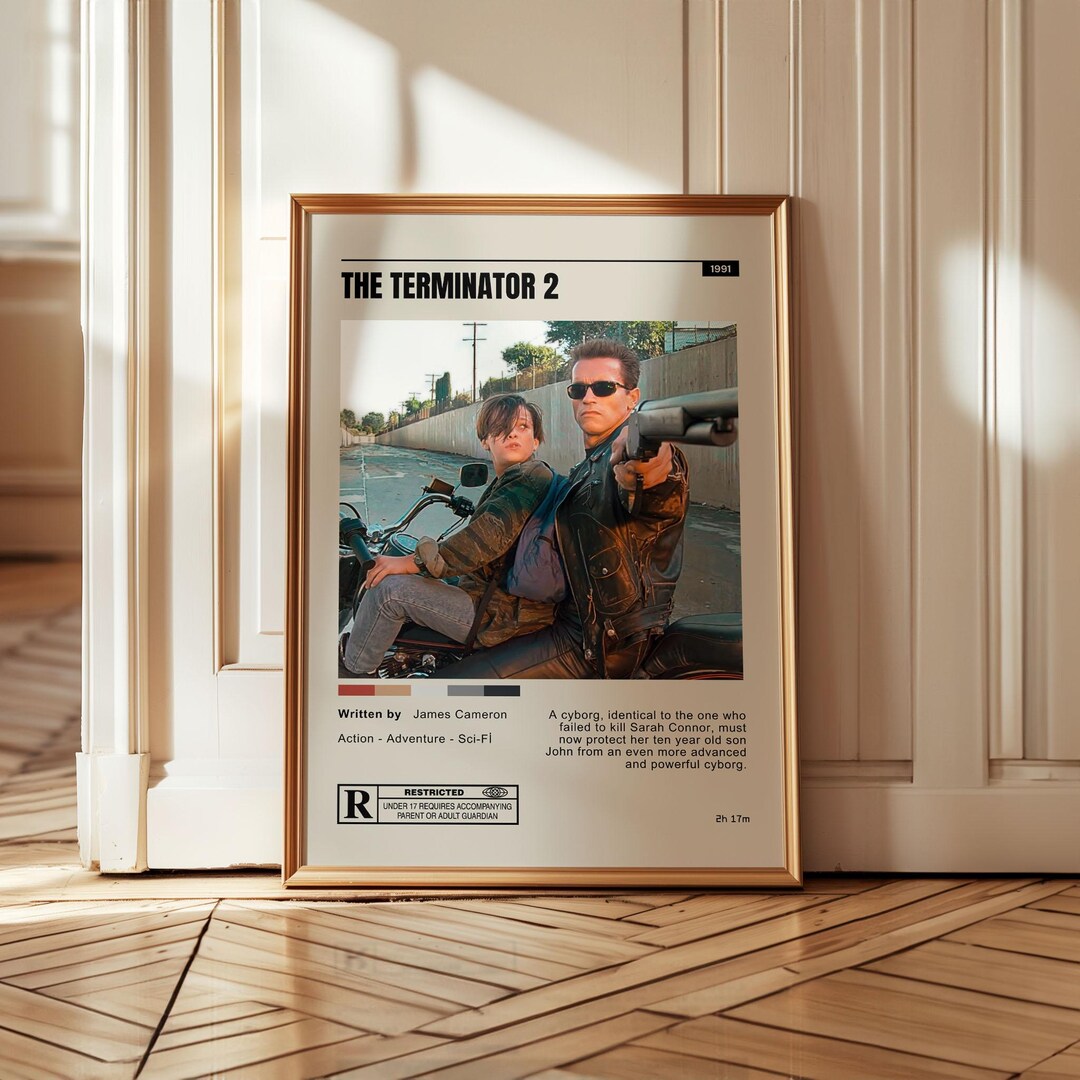 The Terminator 2 Poster, James Cameron, Minimal Movie Art, Retro Movie ...