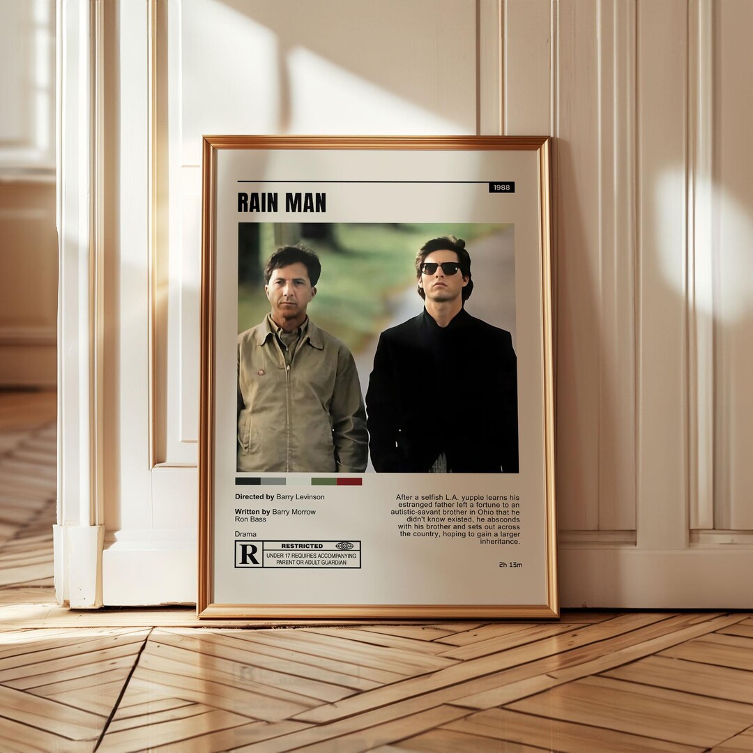 Rain Man Poster, Barry Levinson, Minimalist Movie Poster, Vintage Retro Art Print, Wall Art ...