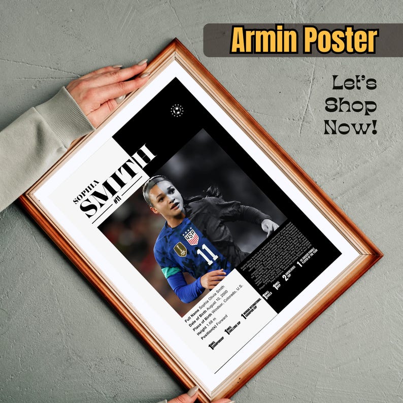 Sophia Smith Poster, USWNT Printable Art, Iconic Soccer Wall Art, Smith ...