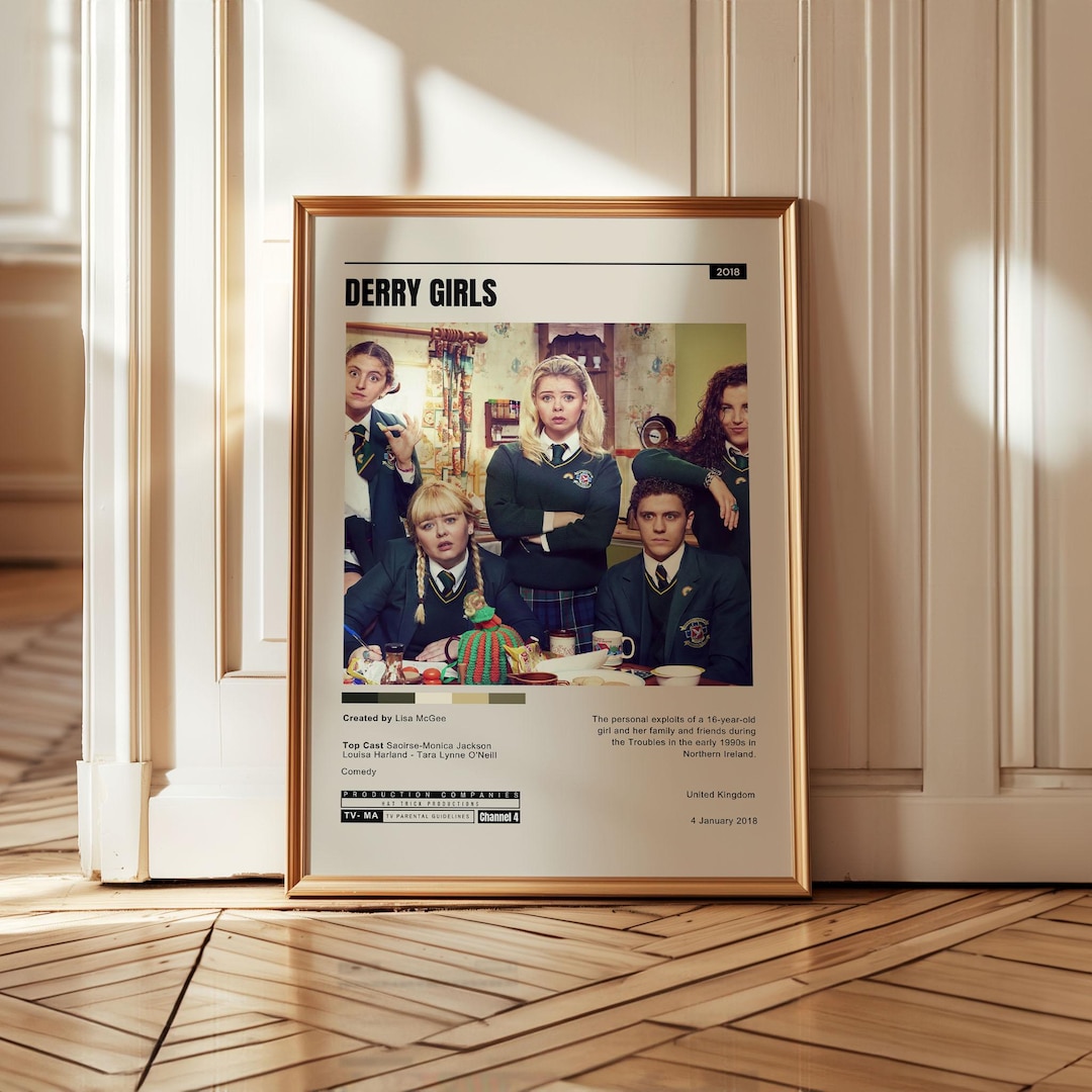 Derry Girls Poster, Lisa Mcgee, Tv Series, Minimal Movie Art, Retro Movie Poster, Midcentury ...