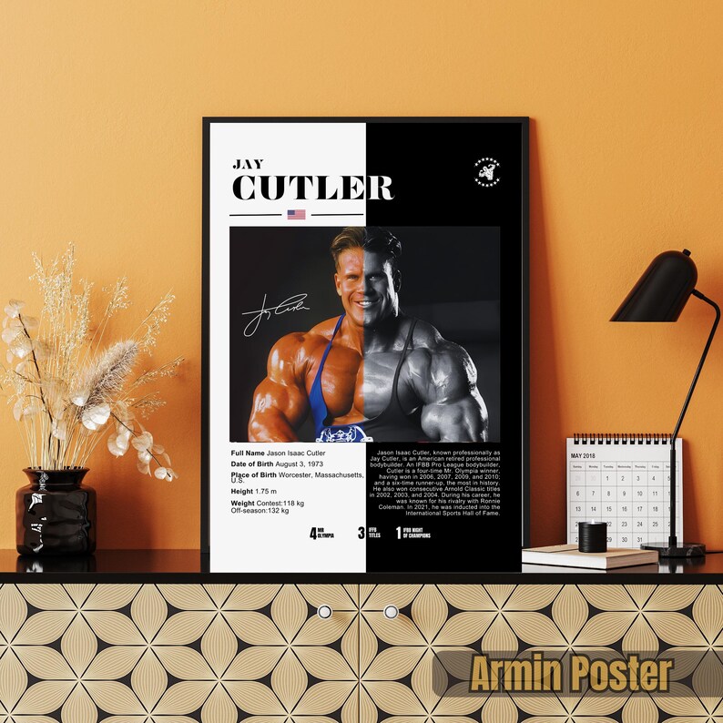 Jay Cutler Poster, Bodybuilding Poster, Gym Wall Art, Sports Poster ...