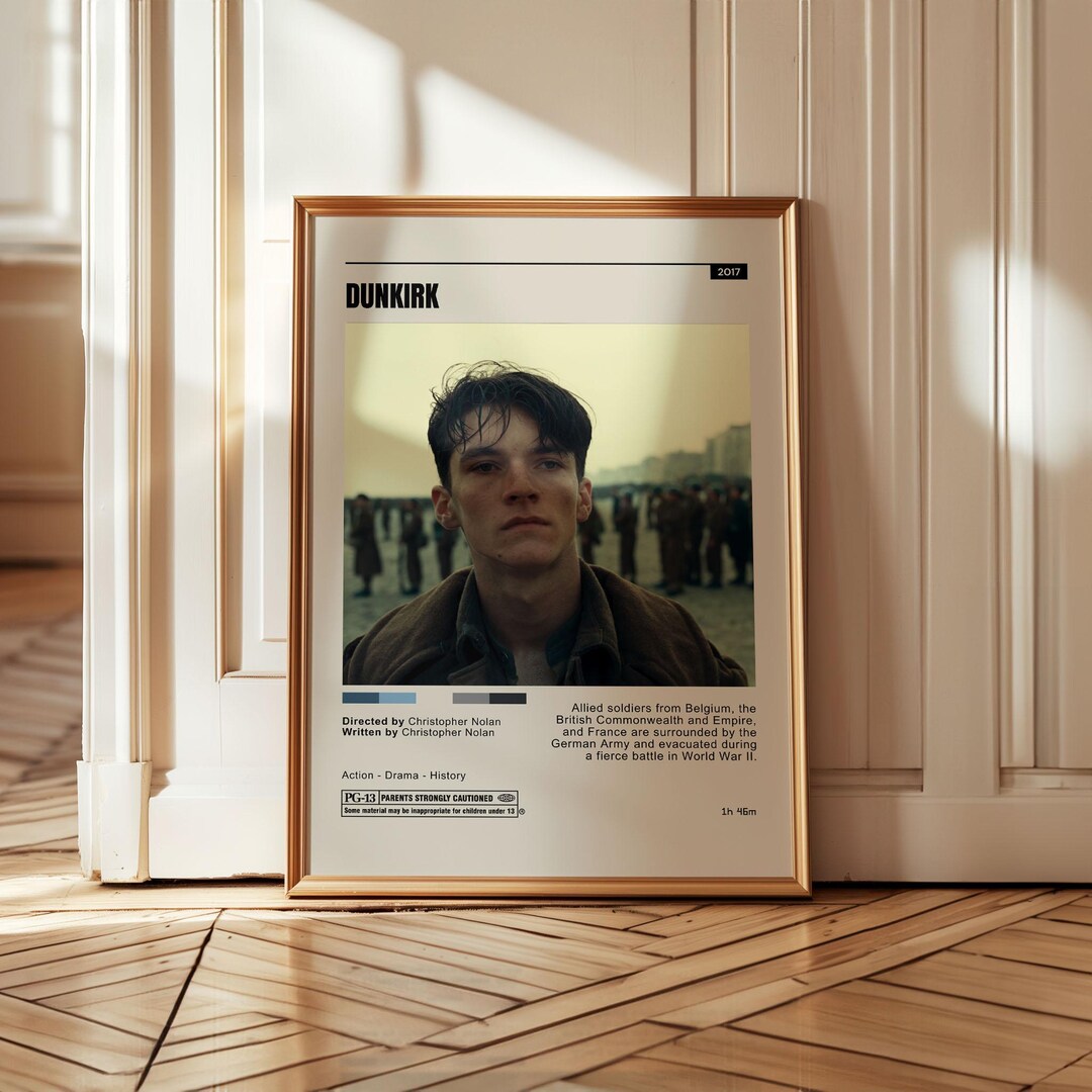 Dunkirk Poster, Christopher Nolan, Retro Movie Poster, Black White Wall Art, Vintage Retro Art ...