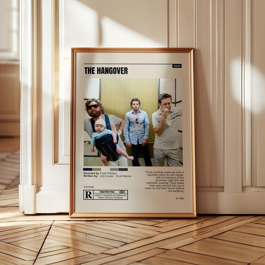The Hangover Poster, Todd Phillips, Retro Movie Print, Mid Century ...