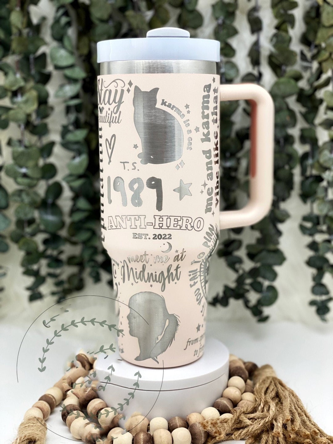 40oz Engraved Taylor Swift Tumbler With Handle Stanley Dupe - Etsy
