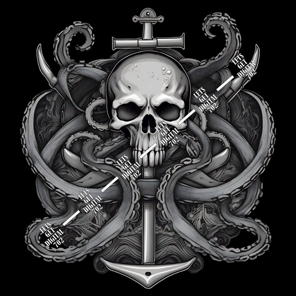 Nautical Design of Skull, Anchor, Tentacles - Etsy