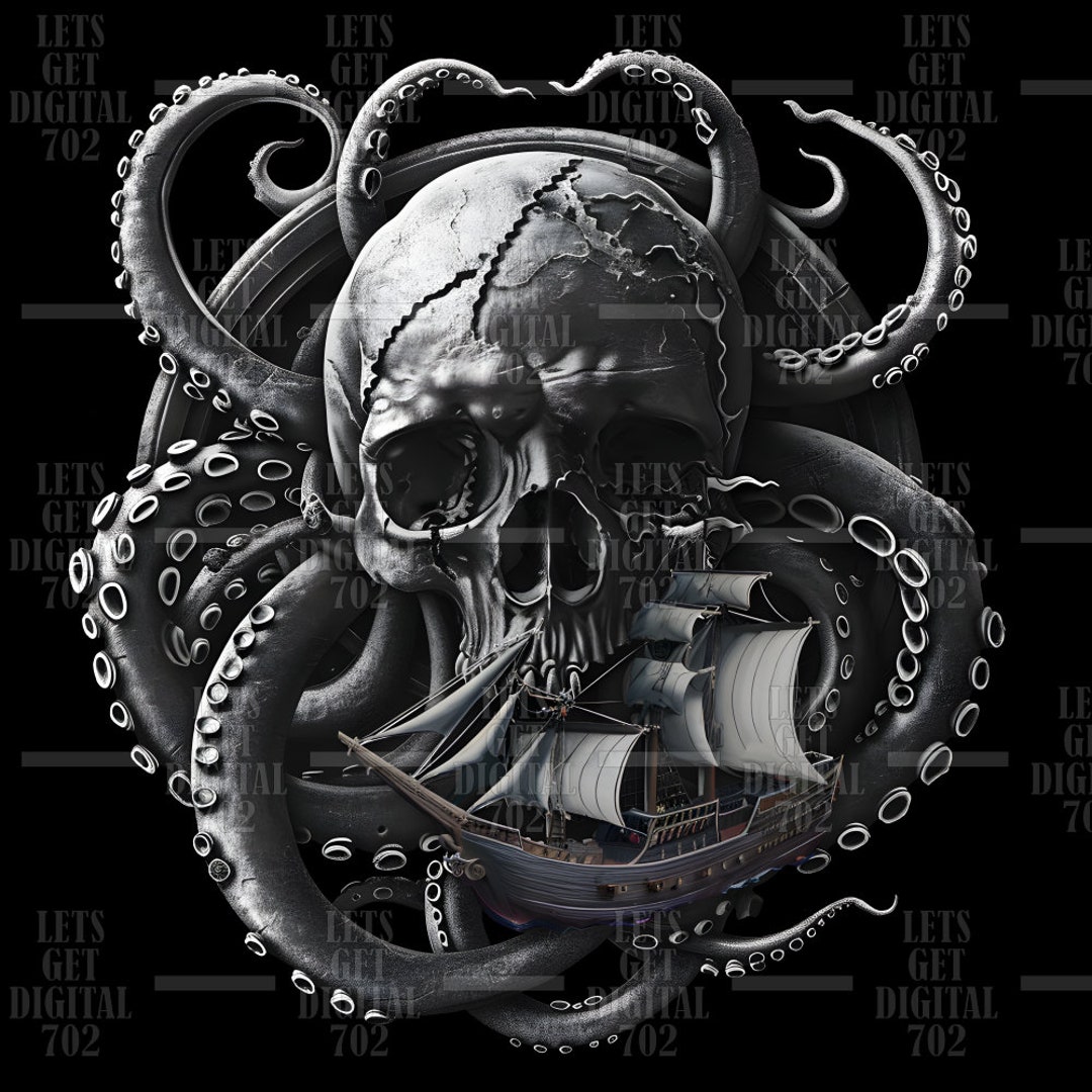 Nautical Skull and Ship - Etsy