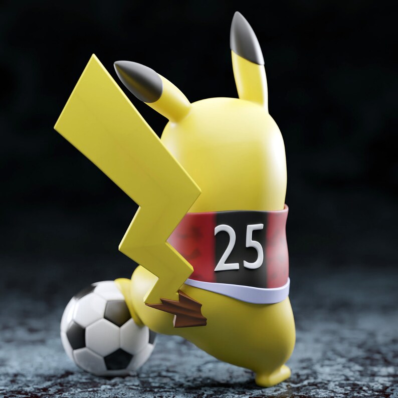 Pikachu Footbal Player Electric Pokemon Figurine Hand Painted - Etsy