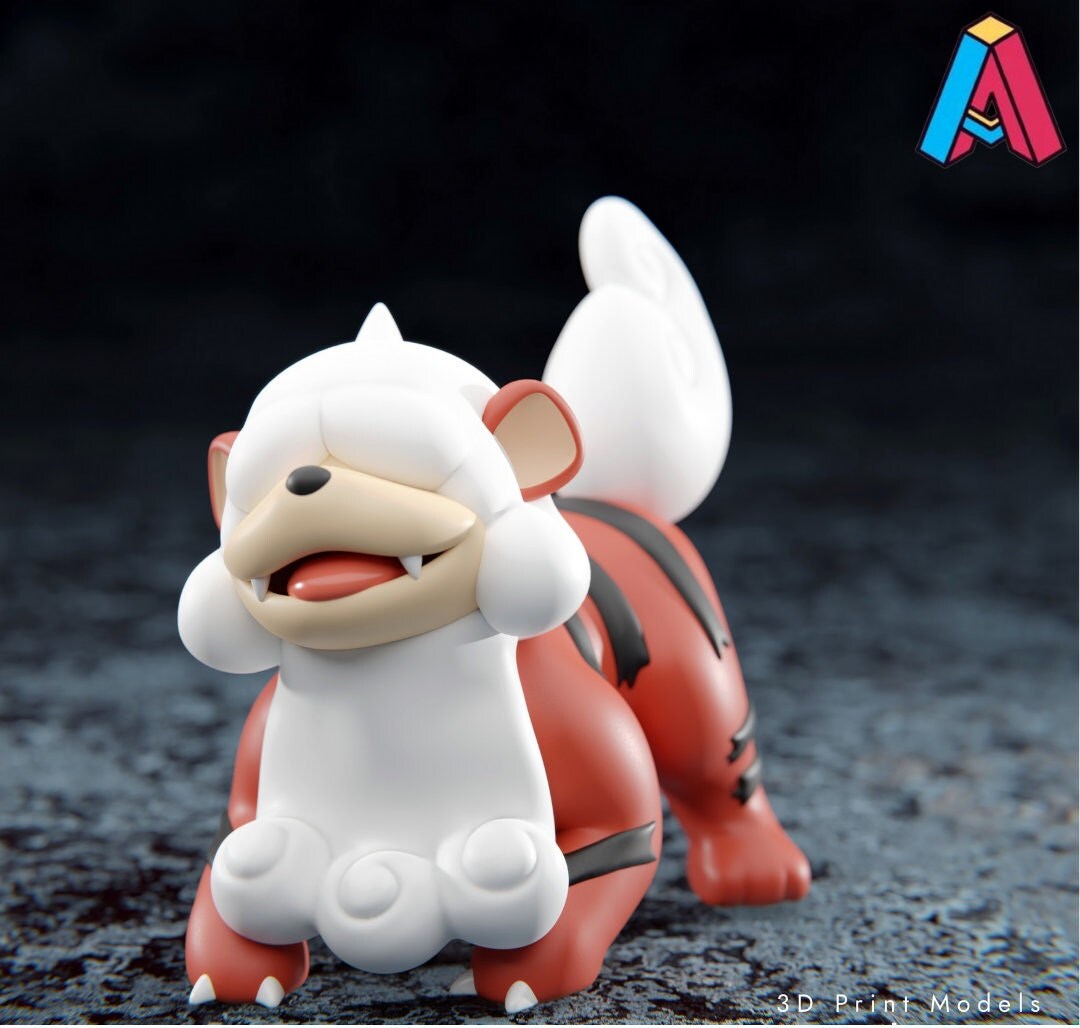 Hisiuan Growlithe Fire Pokemon Statue Figure Hand Painted Nintendo ...