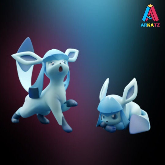 Glaceon Ice Pokemon Figurine Hand Painted Evee Evolution Gaming Decor ...