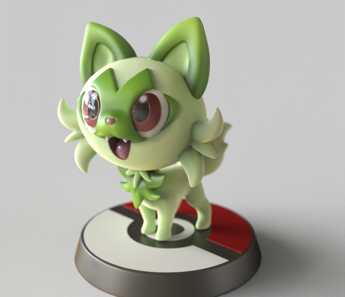 Sprigatito Pokemon Statue Figure Hand Painted 3D Printed Nintendo ...