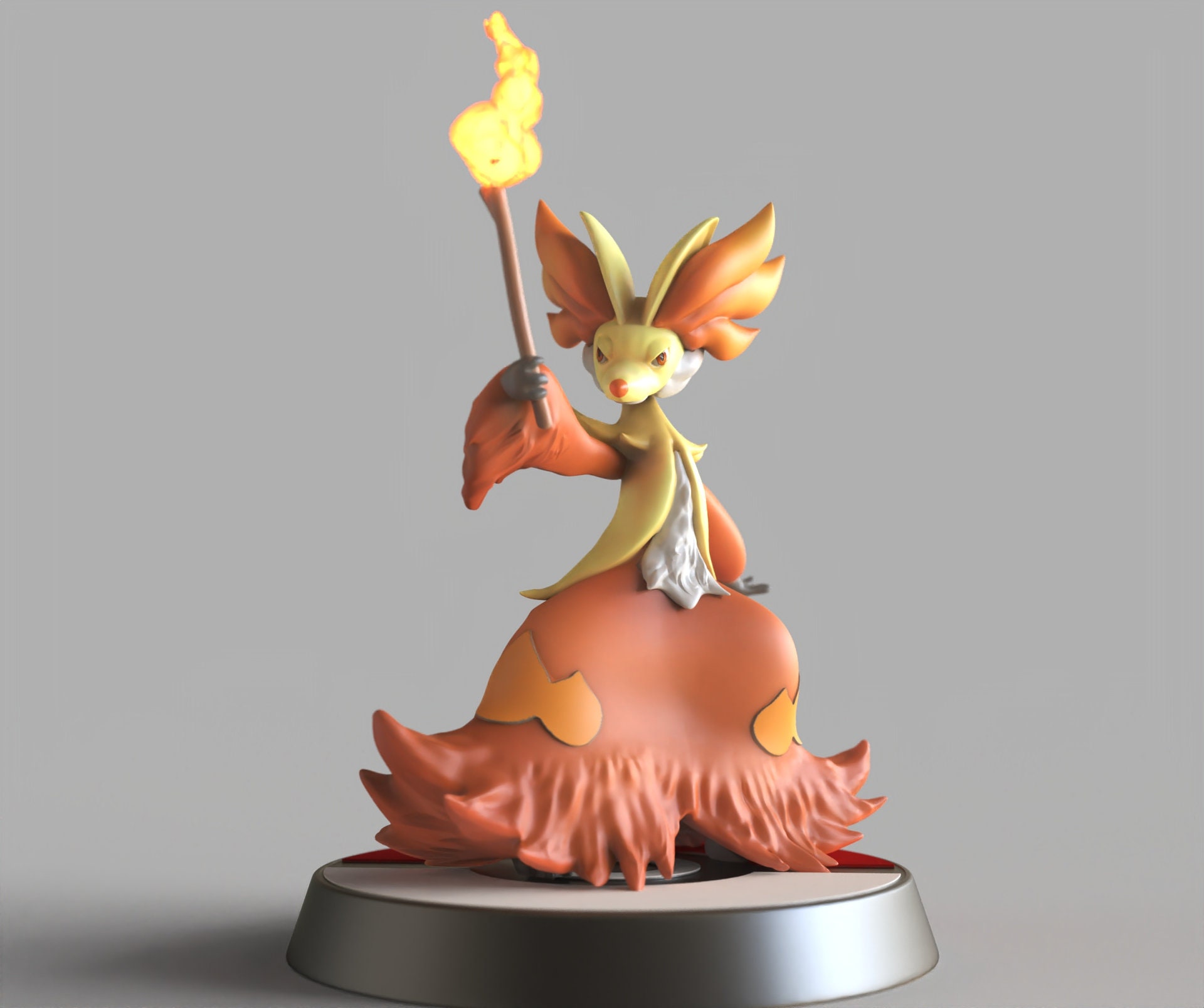 Delphox Fire Fox Pokemon Figure Hand Painted Nintendo Gaming Decoration ...