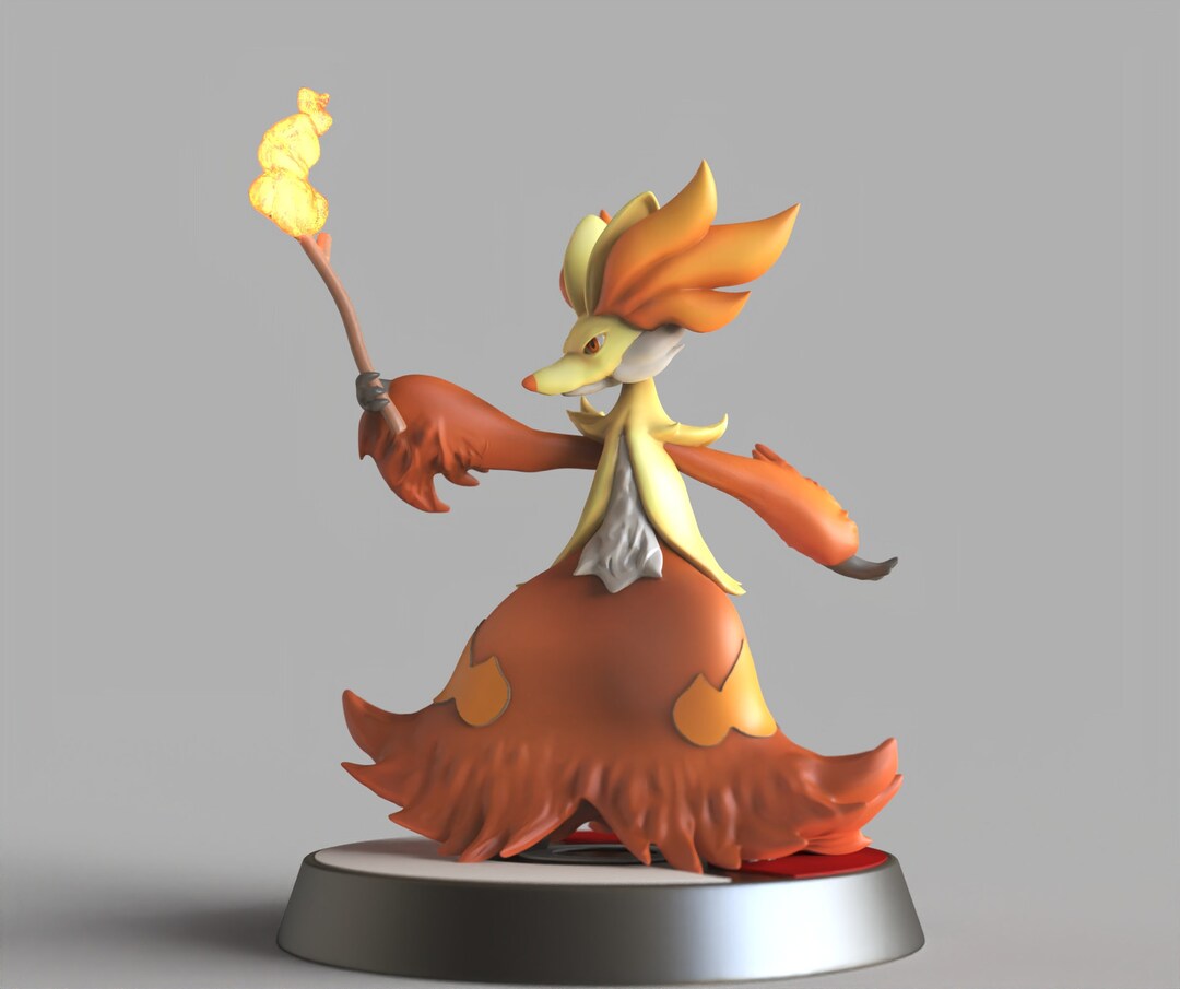 Delphox Fire Fox Pokemon Figure Hand Painted Nintendo Gaming Decoration ...