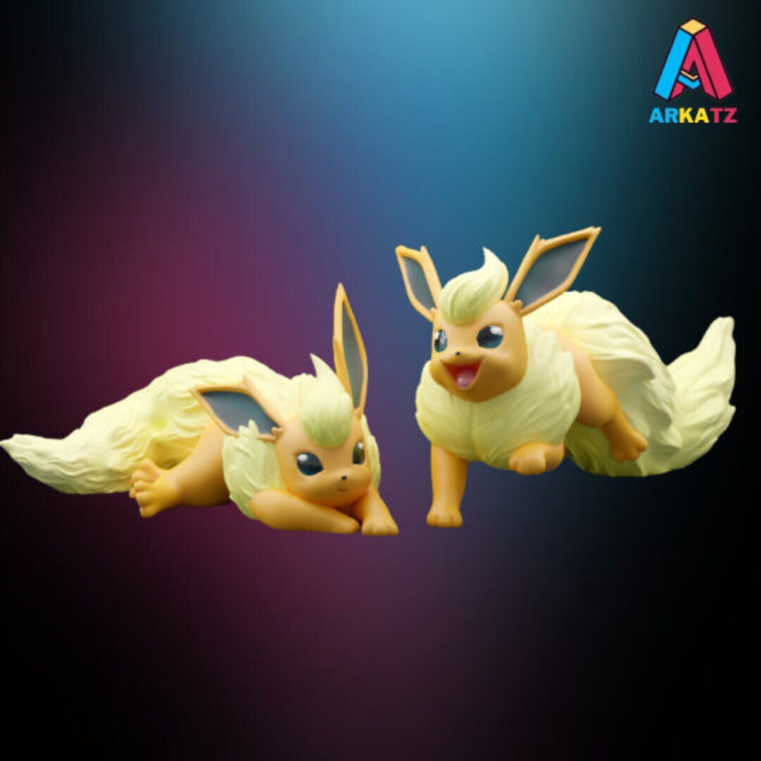 Flareon Fire Pokemon Figurine Hand Painted Evee Evolution Gaming Decor ...