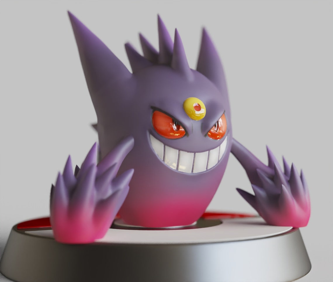 Mega Gengar Ghost Pokemon Statue Figure Hand Painted 3D Printed ...