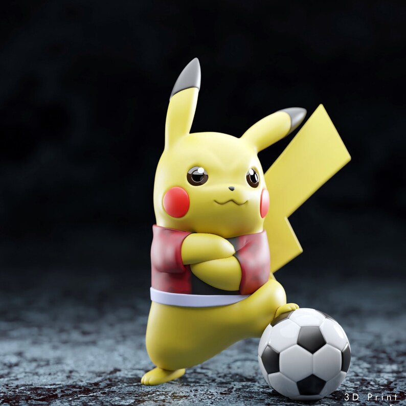 Pikachu Footbal Player Electric Pokemon Figurine Hand Painted - Etsy