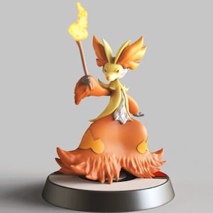 Delphox Fire Fox Pokemon Figure Hand Painted Nintendo Gaming Decoration ...