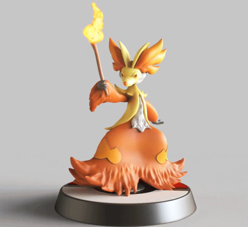 Delphox Fire Fox Pokemon Figure Hand Painted Nintendo Gaming Decoration ...